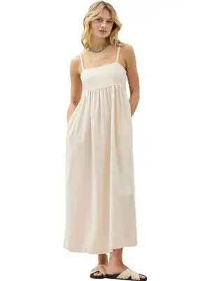 Richer Poorer Linen Blend Maxi Dress - Bone