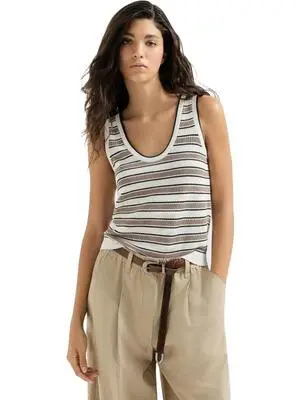 BRUNELLO CUCINELLI Brunello Cucinelli Striped Cotton Knit Top