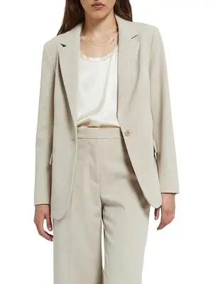 OTTOD'AME One-button Blazer With Notch Lapel - Beige