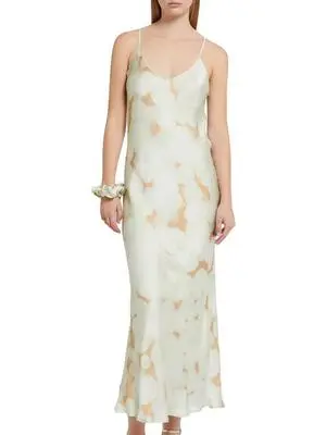 OTTOD'AME Printed Viscose Maxi Dress With Coordinated Scrunchie - Mint