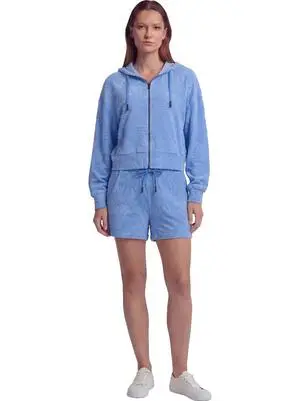 LORDS OF HARLECH Terry Jacquard Floral Drawstring Shorts - Blue