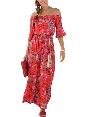 LASCANA Off-shoulder Printed Maxi Dress - Multi