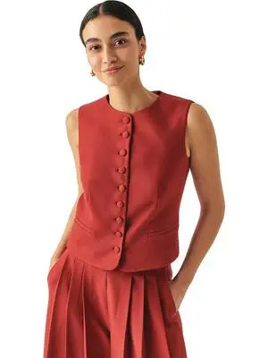 EXQUISE Elowyn Sleeveless Vest - Light Red