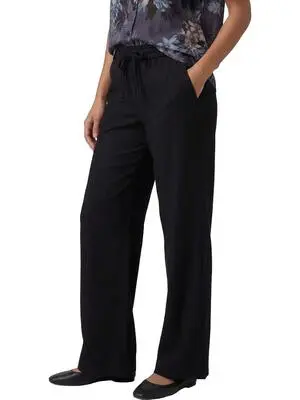 LORDS OF HARLECH Linen Wide-leg Pants - Black