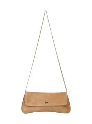 MASCARO Medium Leather Clutch With Chain Strap - Camel