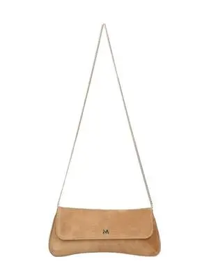 MASCARO Medium Leather Clutch With Chain Strap - Camel