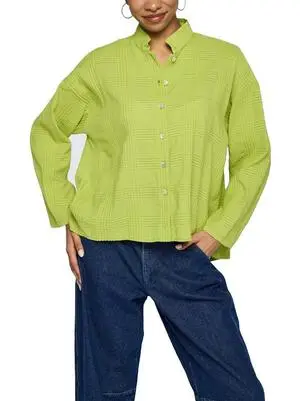 LUUKAA Serina Mandarin Collar Shirt - Lime