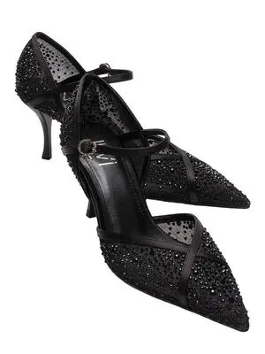 PROLOGUE SHOES Embellished Stiletto Pumps With Ankle Strap - Black