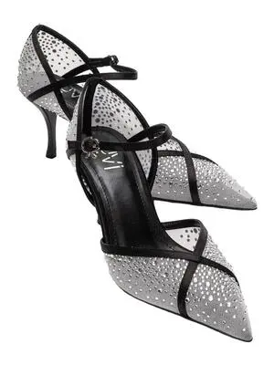 PROLOGUE SHOES Embellished Stiletto Pumps With Ankle Strap - Grey