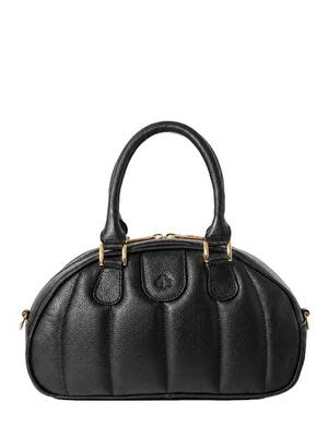 ROSZUAR Ameline Sculptural Italian Leather Top Handle Bag Black