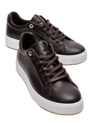 FOREVER & ALWAYS SHOES Pallen Leather Casual Sneakers - Brown