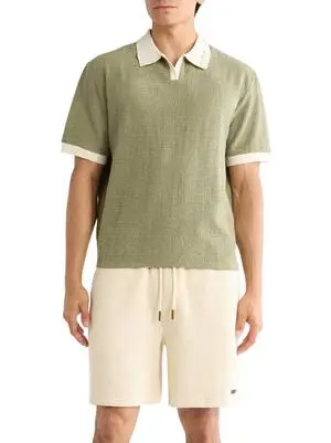 HONOR THE GIFT Pique Johnny Collar Polo - Sage