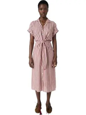 Gerard Darel Striped Button-front Midi Shirt Dress - Multicolored