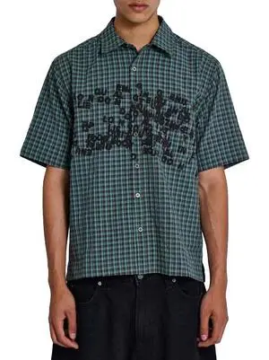 JADED LONDON Check Oversize Cotton Button-up Shirt - Green