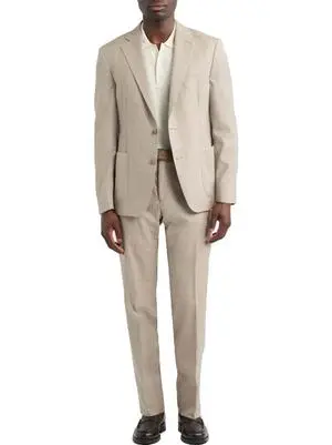 Vince Icon Relaxed Fit Slub Wool & Linen Blend Suit - Tan
