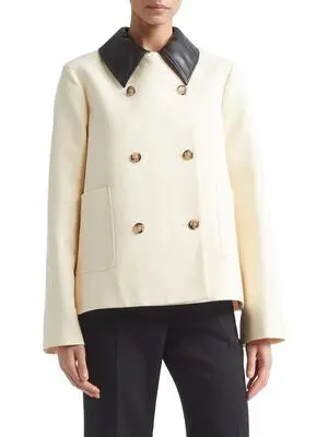 Altuzarra Harburg Double-breasted Jacket With Leather Collar - Opal