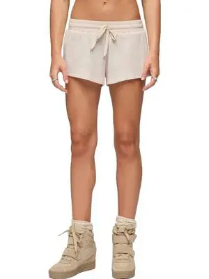 EDIKTED Waffle Knit Drawstring Shorts - Stone