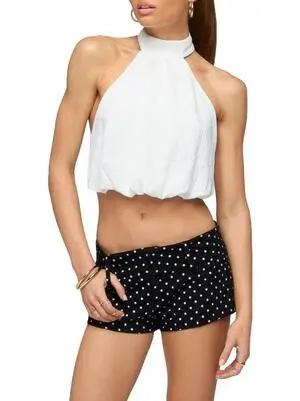 EDIKTED Senya High Neck Bubble Halter Top - Cream