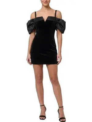 Rachel Rachel Roy Valentina Velvet Mini Dress With Taffeta Sleeves - Black