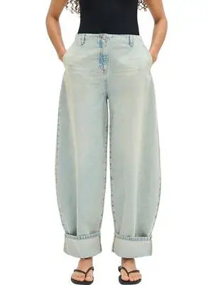 ALIGNE Christina Cuffed Barrel Leg Jeans - Cloud Blue