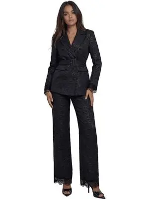 AKALIA The Maison Jacquard Belted Blazer - Black