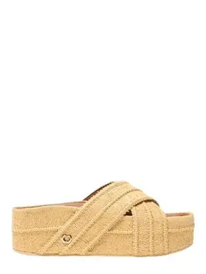 Maje Woven Raffia Effect Platform Sandals - Beige