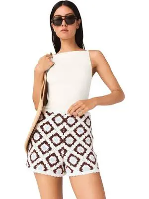 Maje Flower Power" Crochet Shorts - Brown/blue