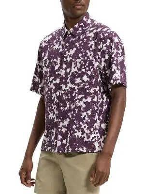 Theory Weekend Short Sleeve Seersucker Button-up Shirt - Grapevine Multi