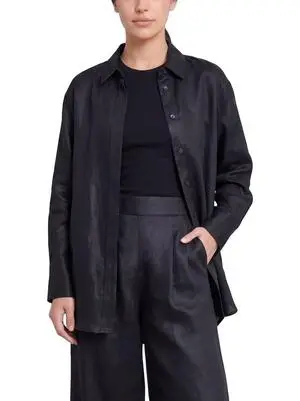 NUAJE NUAJE Mia Linen Twill Oversized Shirt - Black
