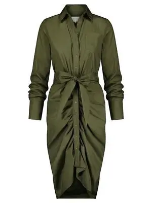 The Shirt By Rochelle Behrens Wrap Front Shirtdress - Olive