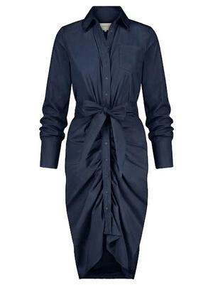 The Shirt By Rochelle Behrens Sleeveless Tie Waist Shirtdress - Navy