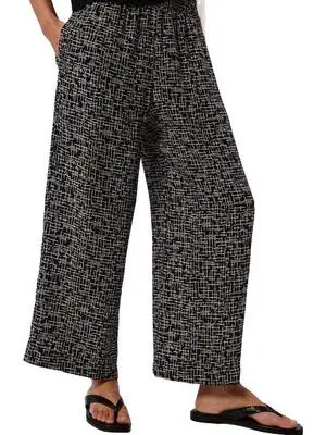 Whistles Woven Grid Crop Trousers - Black/multi