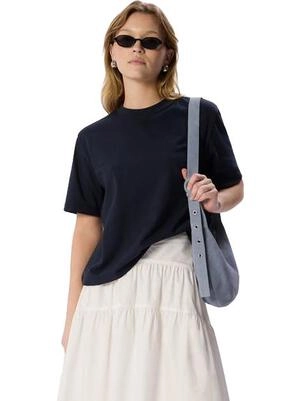 Whistles Cotton Crew Neck Top - Navy