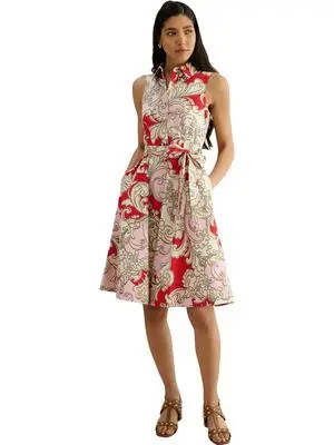 HOBBS LONDON Printed Collar Shirt Dress - Redmulti