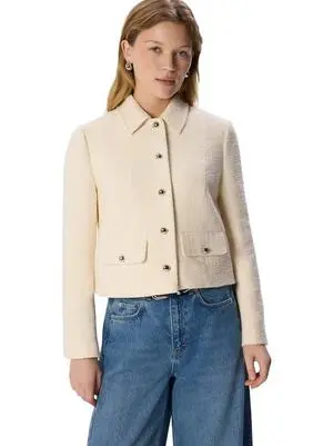 Whistles Cropped Boucle Jacket - Ivory