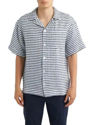CHE Riita Waffle Linen Camp Shirt - Blue