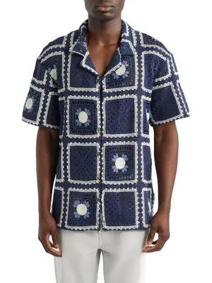 CHE Tejer Crochet Camp Shirt - Navy