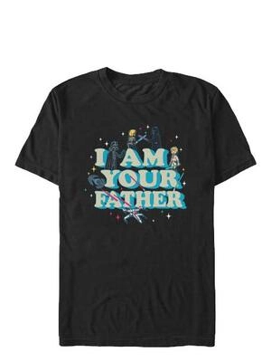 STAR WARS: THE EMPIRE STRIKES BACK Cartoon I Am Your Father Short Sleeve Graphic T-shirt - Black