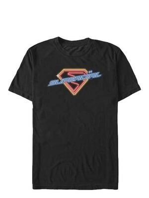 SUPERGIRL Neon Sign Logo Short Sleeve Graphic T-shirt - Black