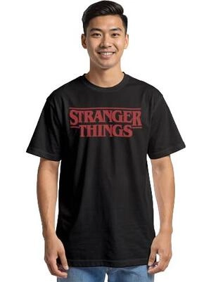 STRANGER THINGS Netflix Bold Logo Short Sleeve Graphic T-shirt - Black