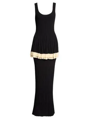ASHLYN Kishi Layered Rib Sweater Dress - Black/ivory
