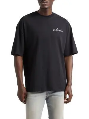 Amiri Oversize Ma Check Patch Appliqué Skate T-shirt - Black