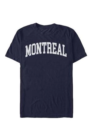 LOST GODS Collegiate Montreal Name Logo Short Sleeve Graphic T-shirt - Navy Blue