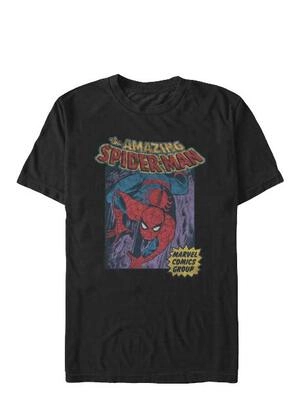 MARVEL: SPIDER-MAN Distressed Amazing Spider Short Sleeve Graphic T-shirt Black