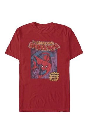MARVEL: SPIDER-MAN Distressed Amazing Spider Short Sleeve Graphic T-shirt Cardinal
