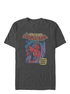 MARVEL: SPIDER-MAN Distressed Amazing Spider Short Sleeve Graphic T-shirt Charcoal