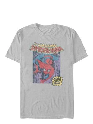 MARVEL: SPIDER-MAN Distressed Amazing Spider Short Sleeve Graphic T-shirt Ice Grey