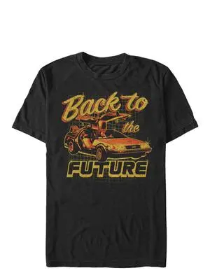 BACK TO THE FUTURE Delorean Schematic Print Graphic T-shirt - Black