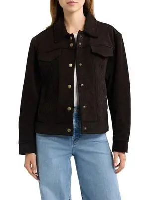 THE FRYE COMPANY Cow Split Leather Jacket - Dark Brown