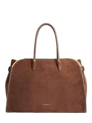 Donna Karan New York Satin Suede Tote Bag - Chocolate